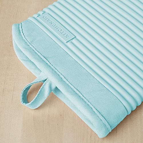 KitchenAid Ribbed Soft Silicone Oven Mitt Set, Mineral Water 2 Count