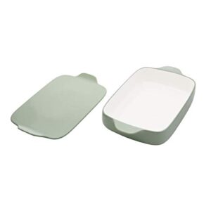 kitchenaid vitrified stoneware rectangular baker with lid/trivet, 4.5-quart, pistachio