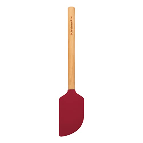 KitchenAid Universal Bamboo Handle Scraper Spatula, 11-Inch, Red