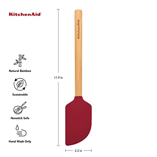 KitchenAid Universal Bamboo Handle Scraper Spatula, 11-Inch, Red