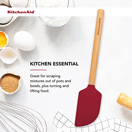 KitchenAid Universal Bamboo Handle Scraper Spatula, 11-Inch, Red