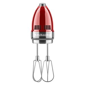 KitchenAid 9-Speed Digital Hand Mixer with Turbo Beater II Accessories and Pro Whisk - Candy Apple Red