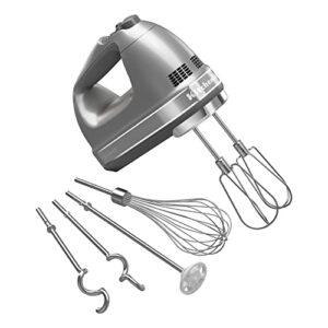 KitchenAid 9-Speed Digital Hand Mixer with Turbo Beater II Accessories and Pro Whisk - Contour Silver