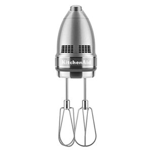 KitchenAid 9-Speed Digital Hand Mixer with Turbo Beater II Accessories and Pro Whisk - Contour Silver