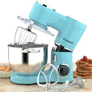 vospeed stand mixer, 8.5 qt 660w 6-speed tilt-head food mixer kitchen electric mixer with stainless steel bowl, beater, hook, whisk. (blue)