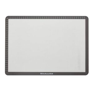 KitchenAid Nonstick Aluminized Steel Baking Sheet, 13x18-Inch, Silver With Silicone Large Baking Mat, 12x17-Inch, Gray