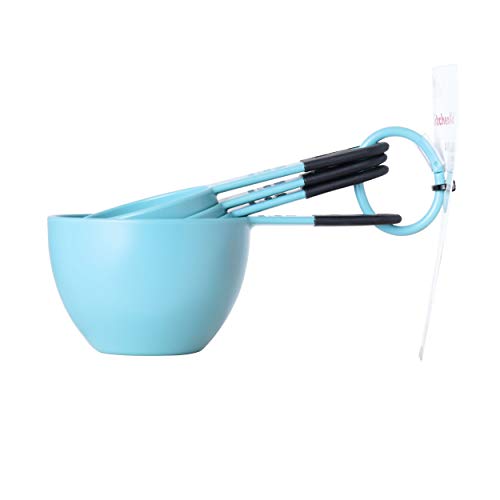 KitchenAid KE058OHAQA Classic Measuring Cups, Set of 4, Aqua Sky/Black