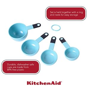 KitchenAid KE058OHAQA Classic Measuring Cups, Set of 4, Aqua Sky/Black