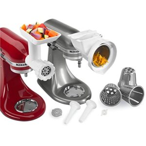 kitchenaid 80127 stand mixer attachment with food grinder, rotor slicer, shredder and sausage stuffer, white