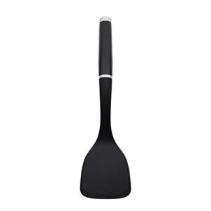 KitchenAid Classic Slotted Turner, One Size, Black 2, 13.66-Inch & KE001OHOBA Classic Solid Turner, One Size, Black 2