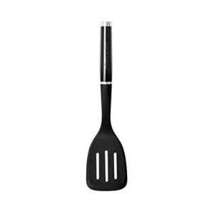 KitchenAid Classic Slotted Turner, One Size, Black 2, 13.66-Inch & KE001OHOBA Classic Solid Turner, One Size, Black 2