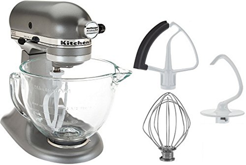 KitchenAid 5-Quart Tilt-Head Stand Mixer with Glass Bowl and Flex Edge Beater - Silver