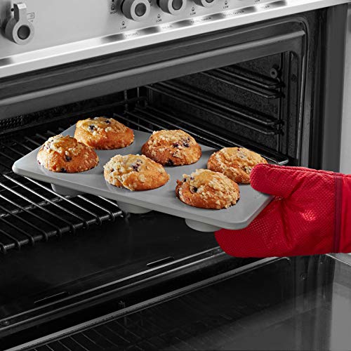 KitchenAid Nonstick Aluminized Steel Mega Muffin Pan, 6-Cup, Silver