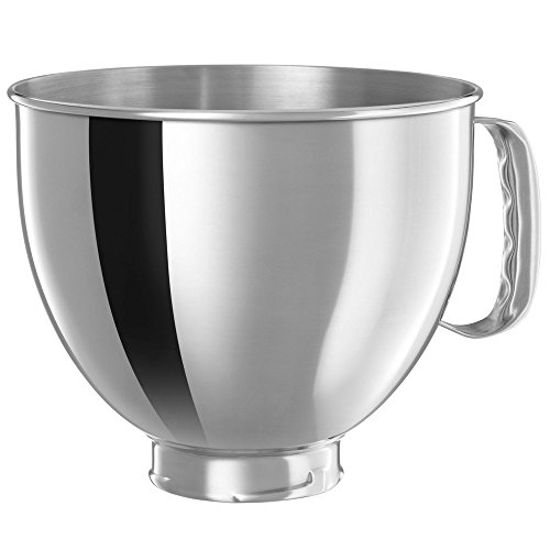 KitchenAid K5THSBP Tilt-Head Mixer Bowl with Handle, Polished Stainless Steel, Polished Stainless Steel, 5-Quart