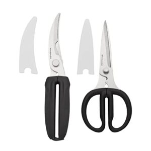 kitchenaid stainless steel all purpose and poultry shears set with soft touch handles, 2 piece, black