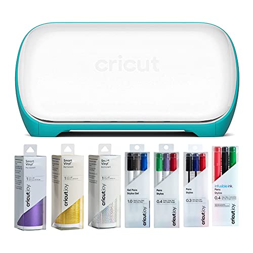 Cricut Joy Compact and Portable DIY Machine with Multicolor Vinyl and Pen Bundle (8 Items)