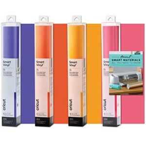 cricut smart removable vinyl tropical sunset bundle | purple, orange, maize yellow, party pink 13in x 3ft for cricut cutting machines indoor vinyl bundle