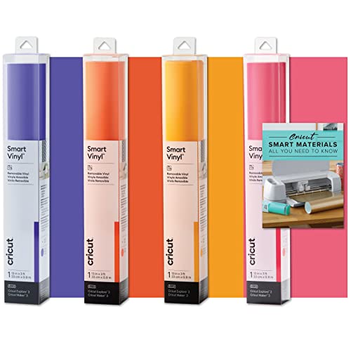 Cricut Smart Removable Vinyl Tropical Sunset Bundle | Purple, Orange, Maize Yellow, Party Pink 13in x 3ft for Cricut Cutting Machines Indoor Vinyl Bundle