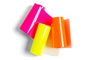 cricut everyday iron on – 3.7” x 2ft 3 rolls – includes neon pink, yellow, green – htv vinyl for t-shirts – use with cricut explore air 2/maker – neon glowsticks