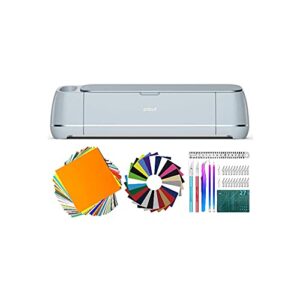 cricut maker 3 with heat transfer vinyl sheets, permanent adhesive backed vinyl sheets and weeding craft tool set bundle (4 items)