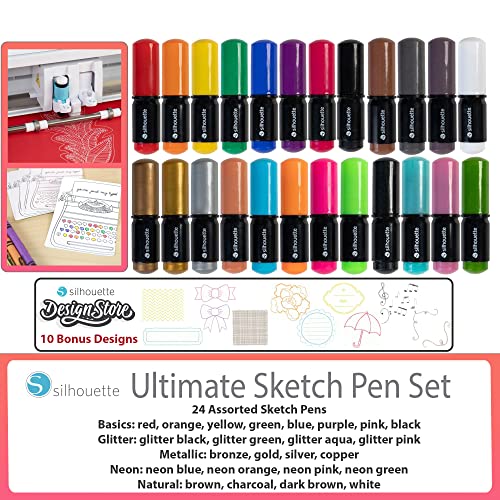 Silhouette Cameo 4 White Bundle with Vinyl Starter Kit, Heat Transfer Starter Kit, 2 Autoblade 2, 24 Pack of Pens, CC Vinyl Tool Kit, 130 Designs, and Access to Ebooks, Tutorials, & Classes