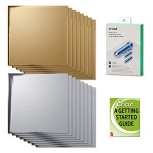 cricut machine 3-in-1 foil transfer kit, gold and silver 12×12 sheets craft your own birthday party flakes celebration card christmas decorations invite insert metallic foiling techniques