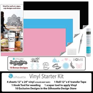 Silhouette Cameo 4 Pink Bundle with Vinyl Starter Kit, Heat Transfer Starter Kit, 2 Autoblade 2, CrafterCuts Vinyl Tool Kit, 120 Designs, and Access to Ebooks, Tutorials, & Classes