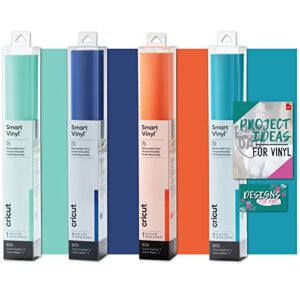 cricut smart removable vinyl ocean sunrise bundle | mint, blue, orange, aqua 13in x 3ft for cricut cutting machines indoor vinyl bundle