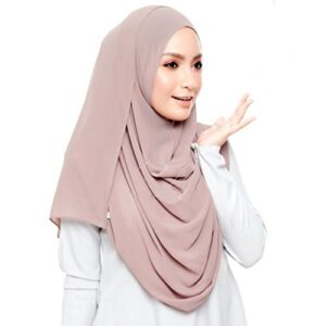 lmverna chiffon hijab scarf solid color luxurious soft hijab long scarf wrap scarves (light khaki)