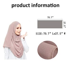 LMVERNA Chiffon Hijab Scarf Solid Color Luxurious Soft Hijab Long Scarf Wrap Scarves (Light khaki)