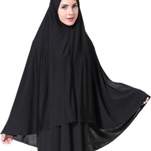 Ababalaya Women's Elegant Modest Muslim Islamic Ramadan Soft Lightweight Jersey Hijab Long Scarf,Black,XL