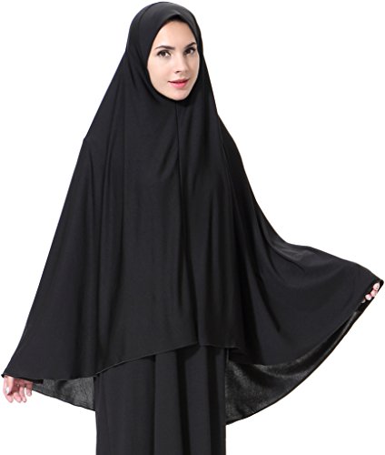 Ababalaya Women's Elegant Modest Muslim Islamic Ramadan Soft Lightweight Jersey Hijab Long Scarf,Black,XL