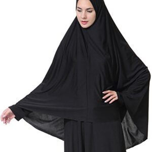 Ababalaya Women's Elegant Modest Muslim Islamic Ramadan Soft Lightweight Jersey Hijab Long Scarf,Black,XL