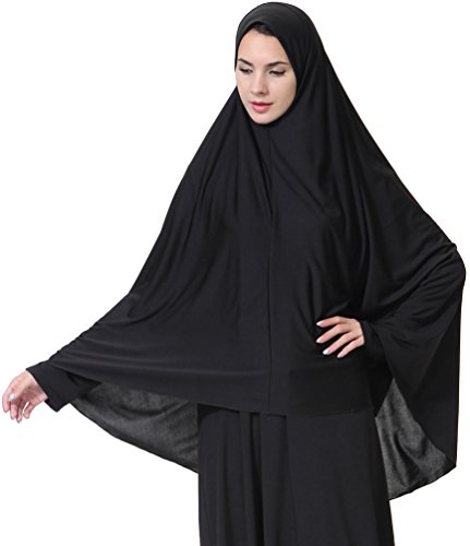 Ababalaya Women's Elegant Modest Muslim Islamic Ramadan Soft Lightweight Jersey Hijab Long Scarf,Black,XL