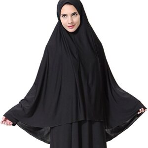 Ababalaya Women's Elegant Modest Muslim Islamic Ramadan Soft Lightweight Jersey Hijab Long Scarf,Black,XL