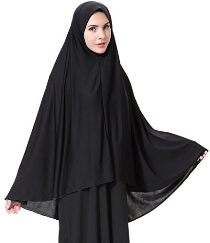 Ababalaya Women's Elegant Modest Muslim Islamic Ramadan Soft Lightweight Jersey Hijab Long Scarf,Black,XL