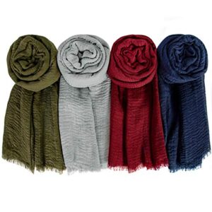 chalier 4 pcs hijab scarfs for women soft scarf shawl lightweight long wraps for all season,stylea-4?pack