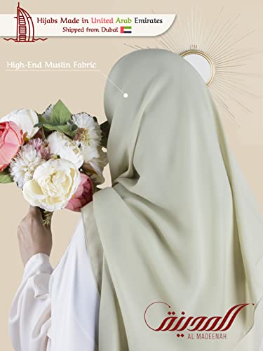 AL MADEENAH Hijab For Women and Hijab Underscarf Set Muslin Hijab Scarfs For Women and Undercap Kit | Hijab Underscarf L80 x W28 | Hajib for Women, Kit 2 pieces Hijab for Women and UnderCap (Olive)