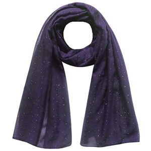 lina & lily solid shimmer sparkle glitters sheer maxi shawl scarf hijab (#19 dark purple)