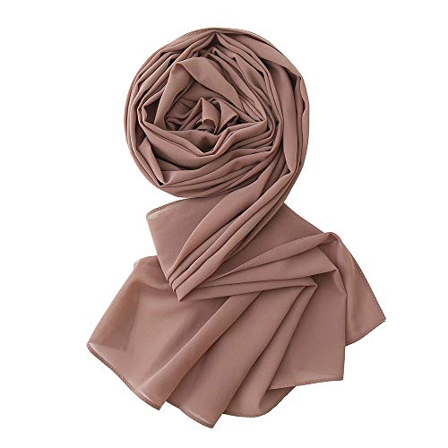 Yeieeo Chiffon Hijab for Women - Long and Soft Hijab Scarf Solid Color (Antique Pink)