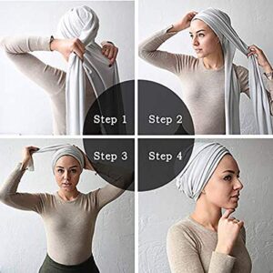 Head Wraps for Black Women with Natural Hair Turbans Jersey Hijab Knit Headwraps African Silk Hair Wrap