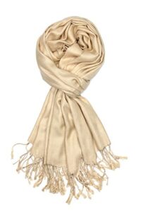 achillea large soft silky pashmina shawl wrap scarf in solid colors (champagne)