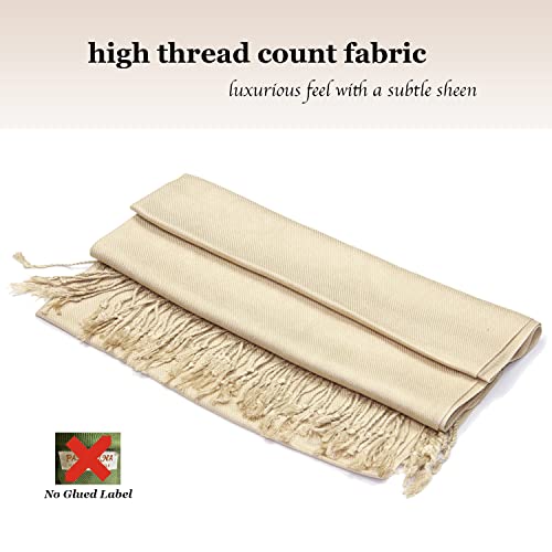 Achillea Large Soft Silky Pashmina Shawl Wrap Scarf in Solid Colors (Champagne)