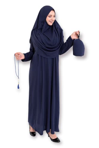 Avanos Prayer Clothes for Muslim Women, Praying Islamic Abaya Niqab Burka Hijab Face Cover Clothing Muslim Dress (Navy Blue, 1)