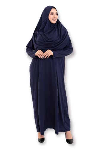 Avanos Prayer Clothes for Muslim Women, Praying Islamic Abaya Niqab Burka Hijab Face Cover Clothing Muslim Dress (Navy Blue, 1)