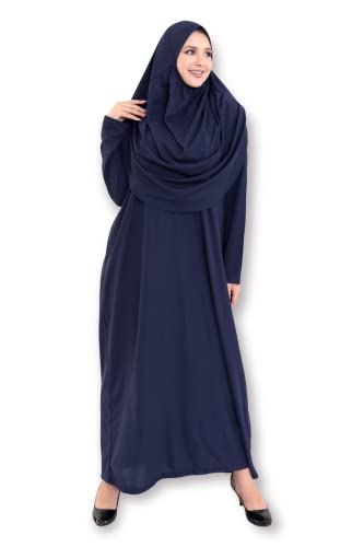 Avanos Prayer Clothes for Muslim Women, Praying Islamic Abaya Niqab Burka Hijab Face Cover Clothing Muslim Dress (Navy Blue, 1)