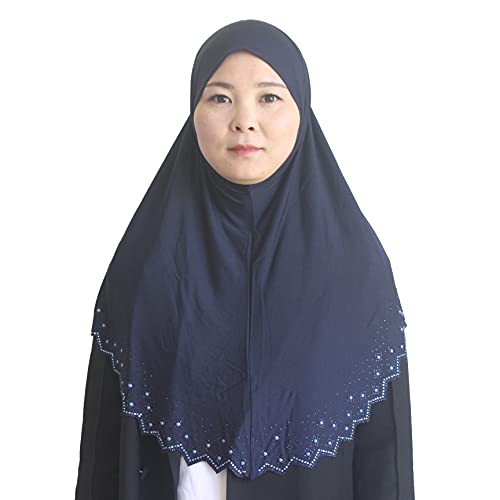 Modest Beauty Womens Muslim Amira Hijab Scarf Islamic Headscarf Long Shwals for Girls with Czech Drill