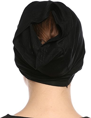 Black Under Scarf Tube Cap with Brim (Hijab Accessory), Black, Size One Size