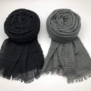 MANSHU 3PCS Women Soft Cotton Hemp Scarf Shawl Long Scarf, Scarf and Wrap, Big Head Scarf.