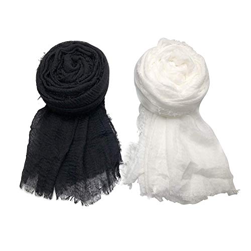 MANSHU 3PCS Women Soft Cotton Hemp Scarf Shawl Long Scarf, Scarf and Wrap, Big Head Scarf.